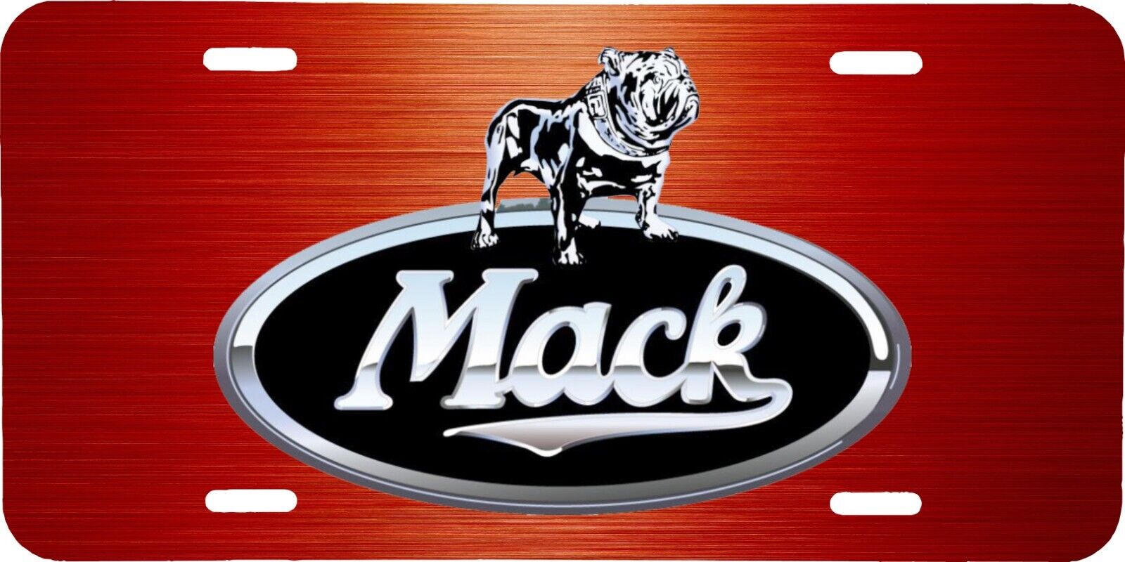 MACK TRUCK LOGO RED BRUSHED STEEL LOOK VEHICLE LICENSE PLATE AUTO FRON ...