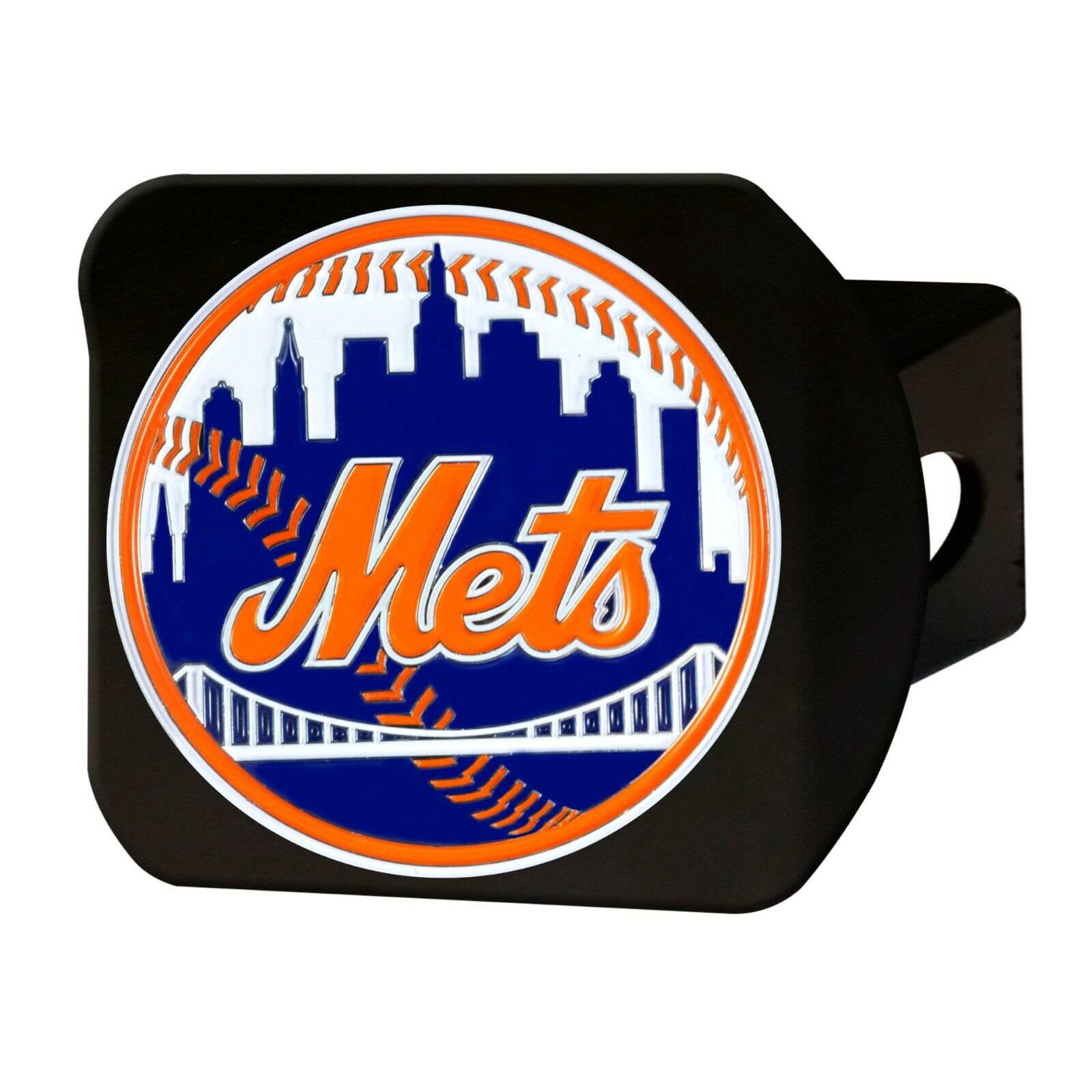 MLB New York Mets 3D Color on Black Metal Hitch Cover – License Plate Frame