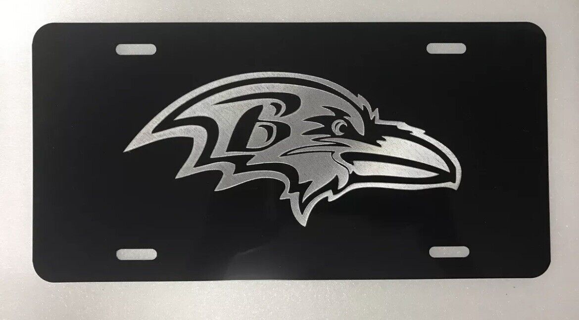 Baltimore Ravens LOGO Car Tag Diamond Etched on Aluminum License Plate ...