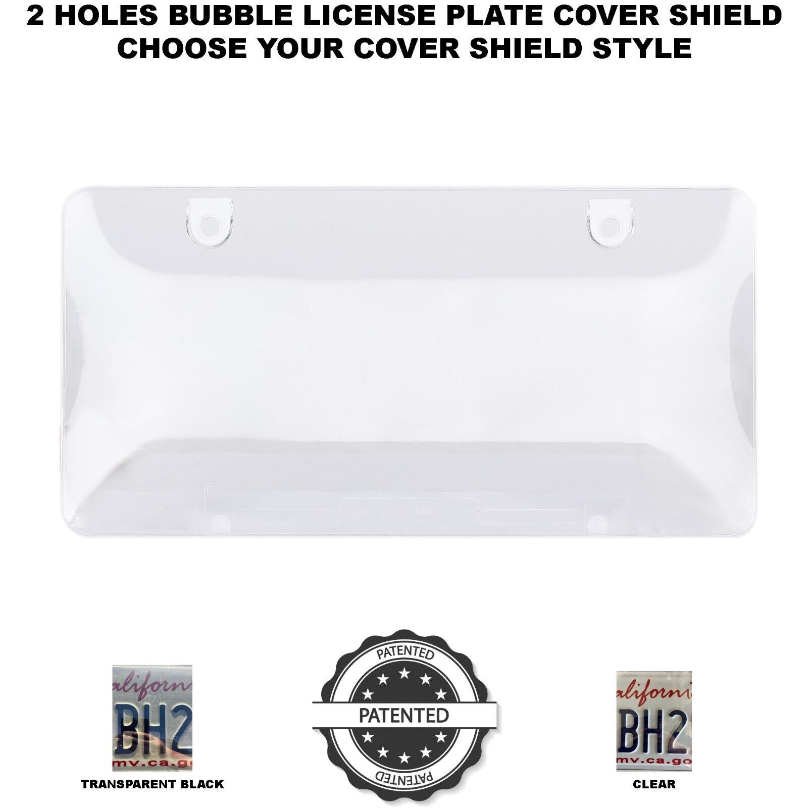 Universal Unbreakable License Plate Bubble Covers Two Holes Patented ...