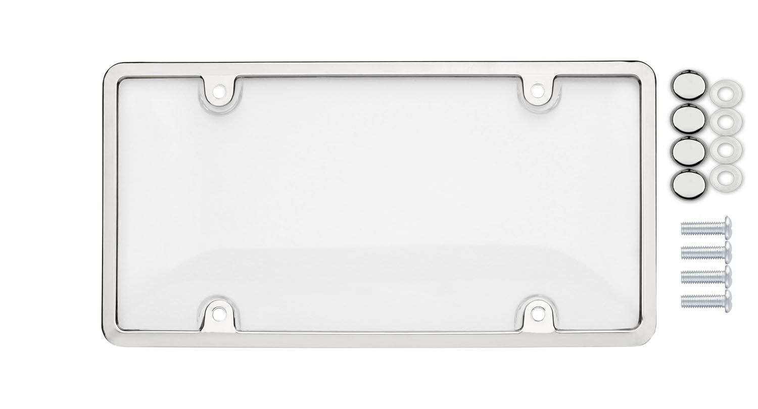 NEW COMBO CHROME PLASTIC LICENSE PLATE FRAME CLEAR SHIELD COVER HOLDER ...