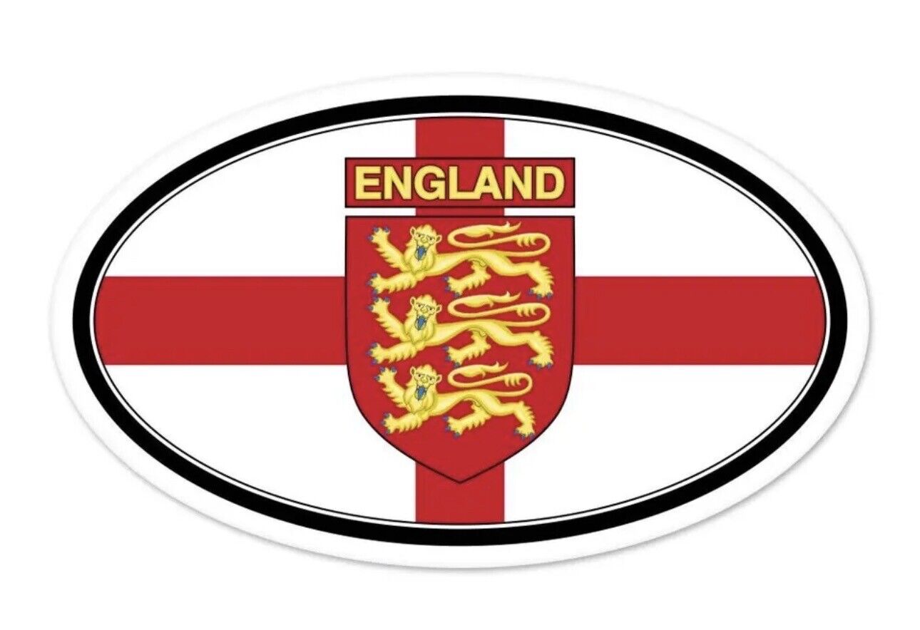England Flag Coat of Arms Flag Oval car window bumper sticker decal 5 ...