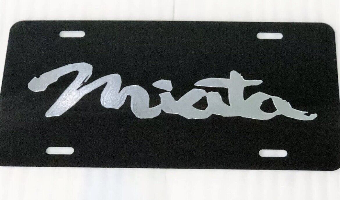 MAZDA MIATA LOGO Car Tag Diamond Etched on Black Aluminum License Plate ...