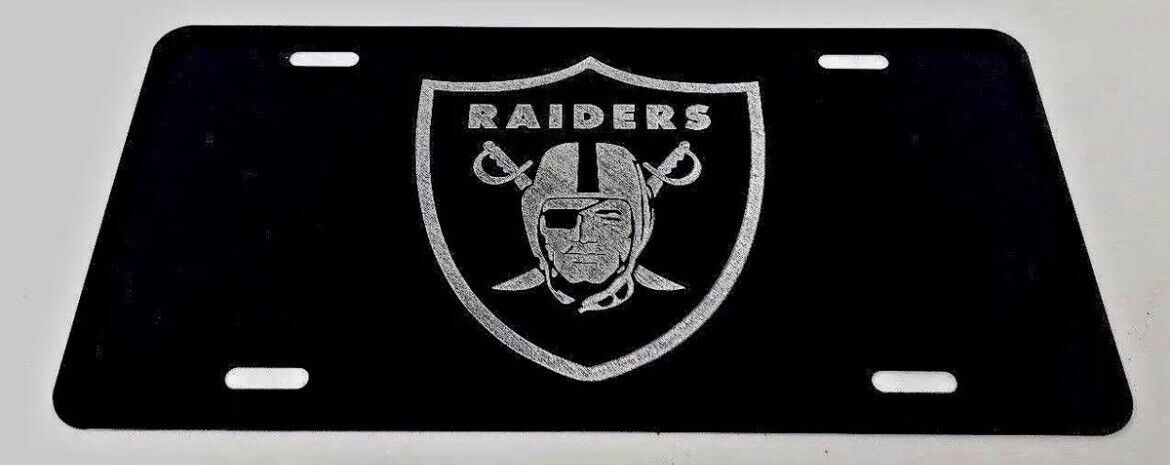 Oakland Raiders LOGO Car Tag Diamond Etched on Aluminum License Plate ...