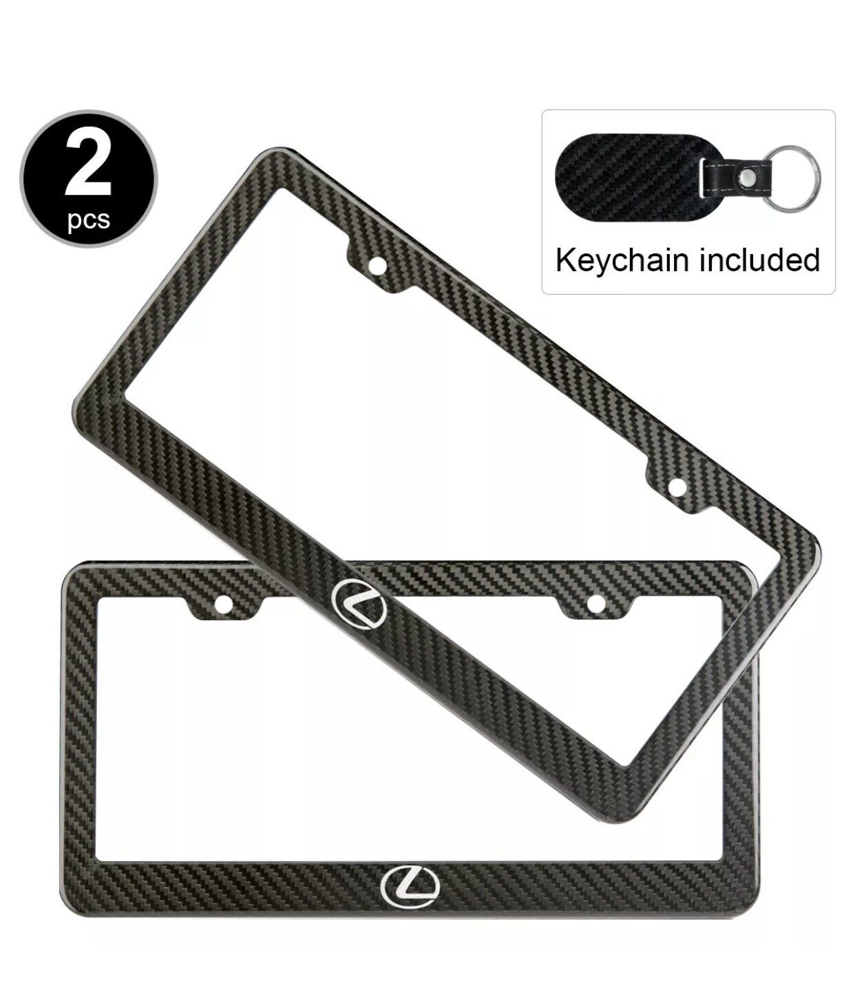 2pcs set Lexus Logo license plate frame carbon fiber look style glossy ...