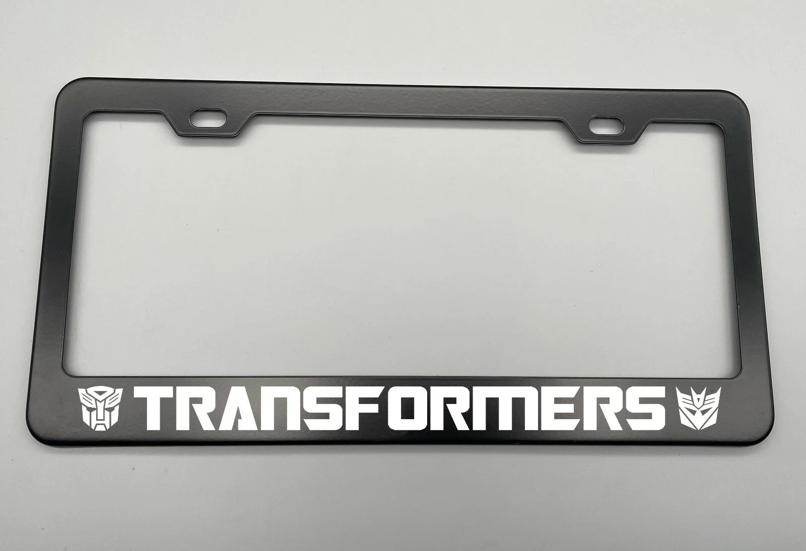 laser engraved TRANSFORMERS BLACK Stainless Metal License Plate Frame
