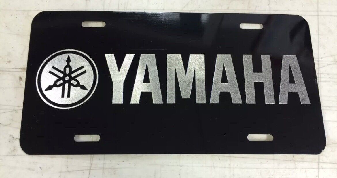 YAMAHA Car Tag Diamond Etched on Black Aluminum License Plate – License ...