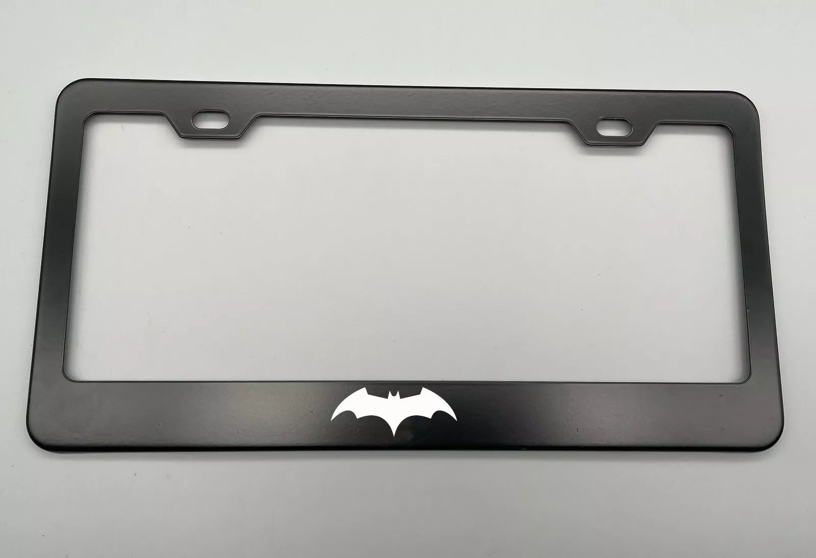 Batman Logo BLACK Stainless Steel License Plate Frame laser engraved