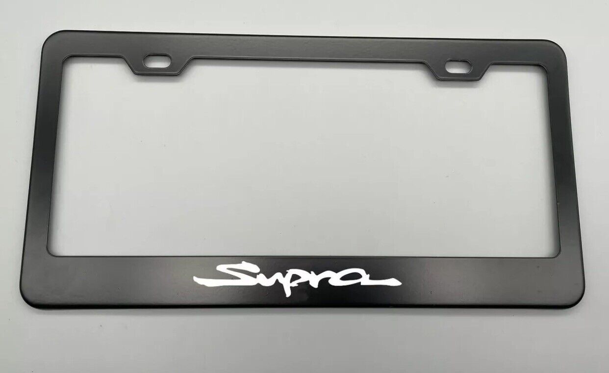 laser engraved Supra BLACK Stainless Steel License Plate Frame fit Toyota