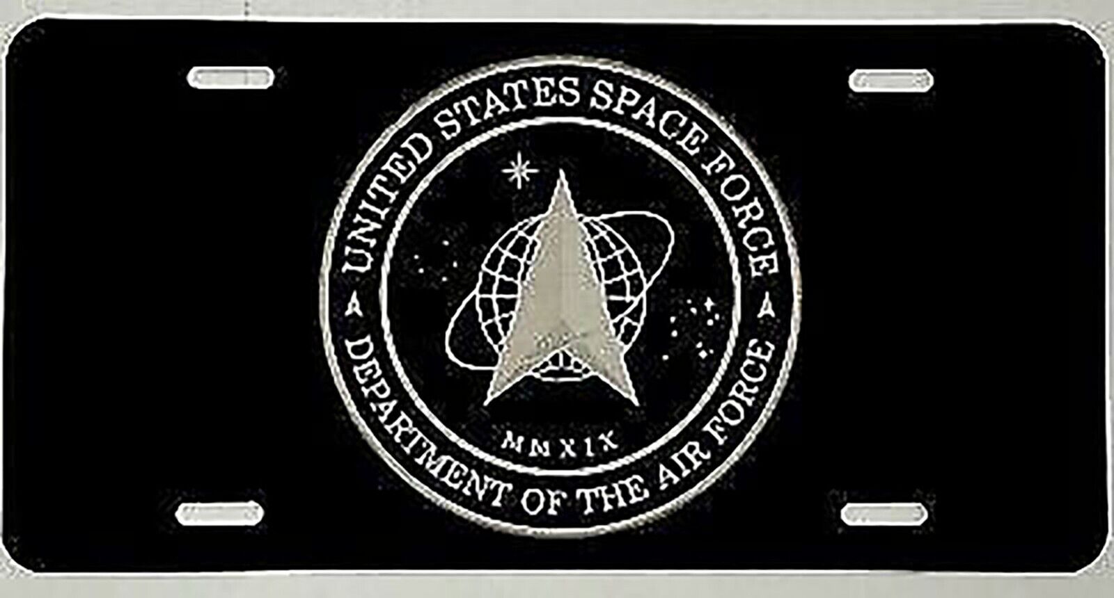 US Space Force USSF Seal Car Tag Laser Engraved Matte Black License ...