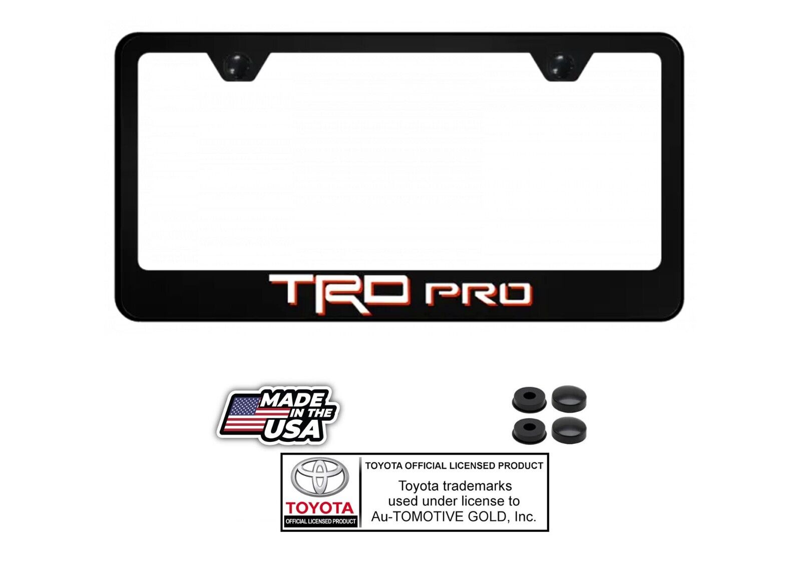 Toyota TRD Pro Black UV Print Polycarbonate License Plate Frame ...