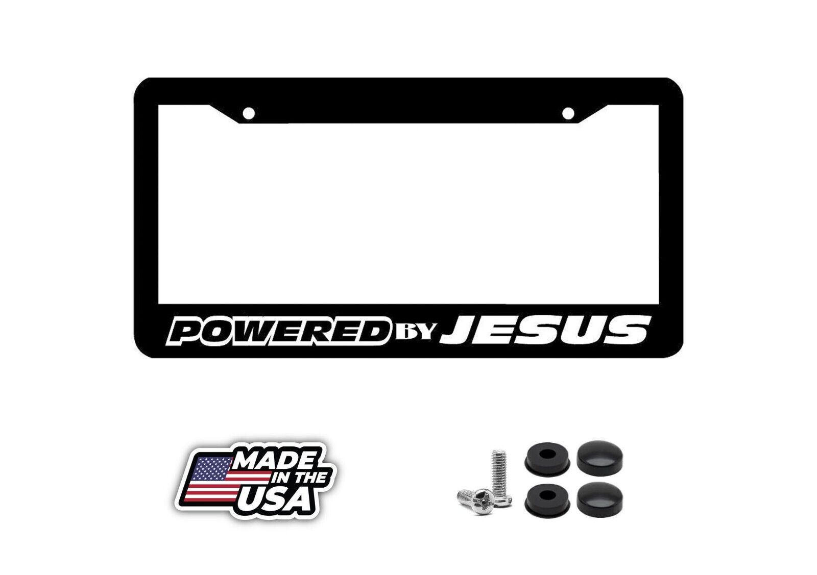 Powered By Jesus License Plate Frame Cover - Christian