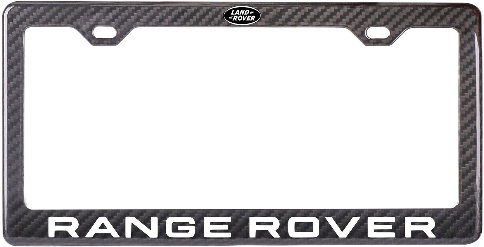 Range Rover White Text Carbon Fiber license Plate Frame 2x2 Gloss ...