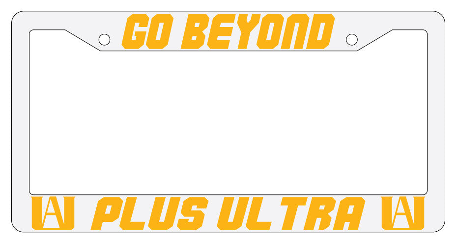 Go Beyond Plus Ultra Design 2A White Plastic License Plate Frame MHA ...