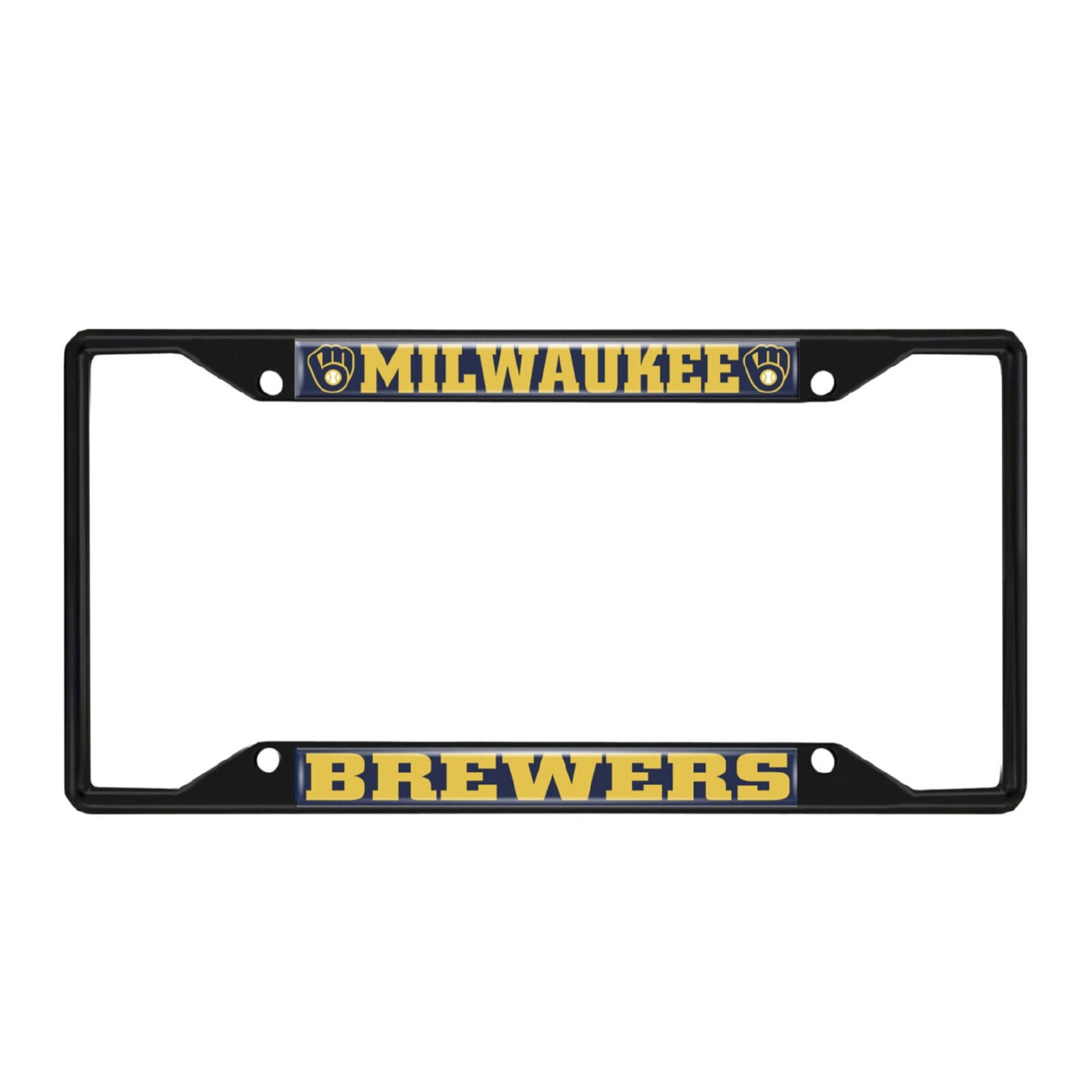 MLB Milwaukee Brewers Black Metal License Plate Frame