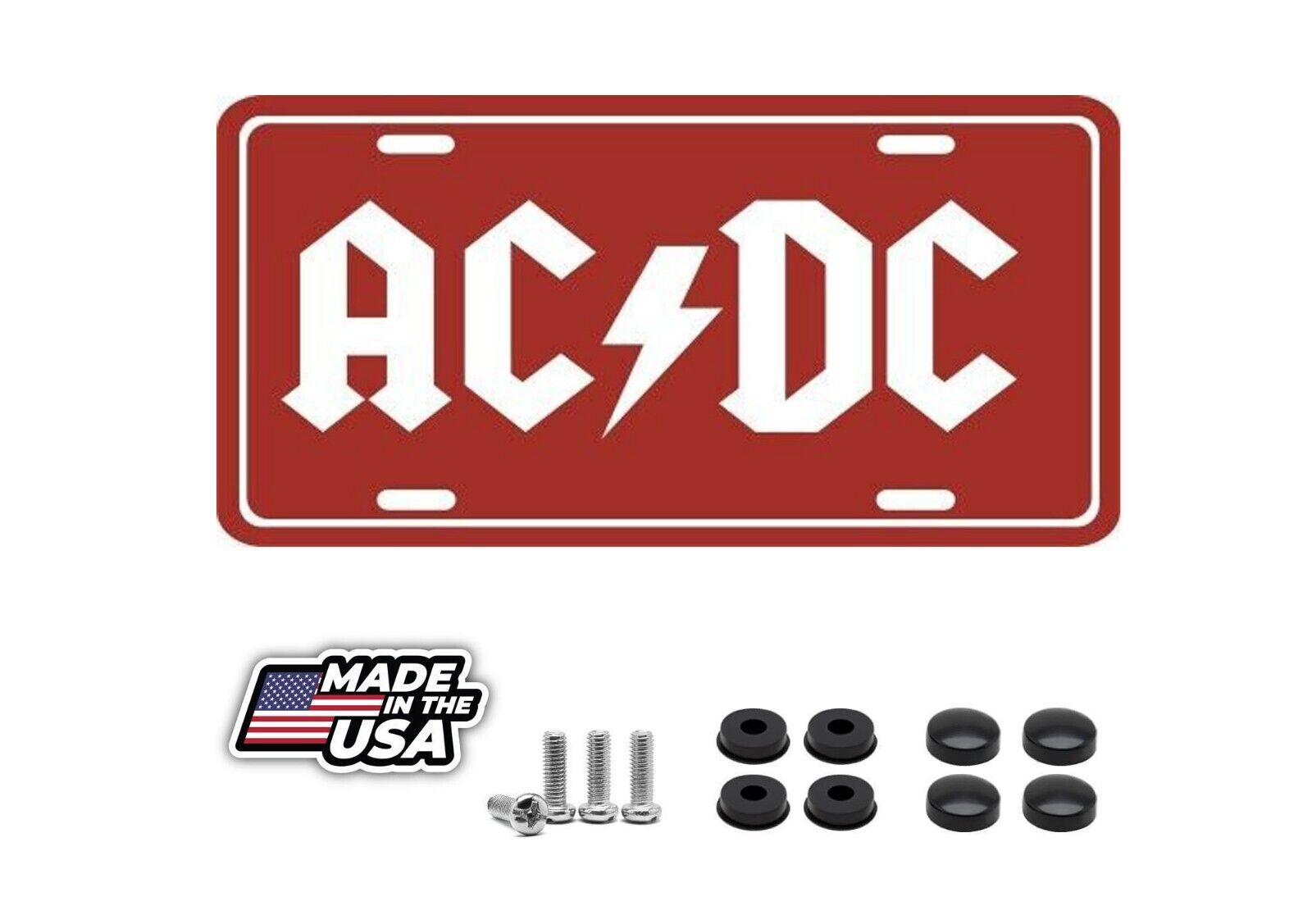 AC DC METAL LICENSE PLATE MUSIC NUMBER FRONT TAG - RED - NEW – License ...