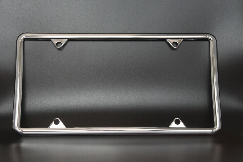 Plain License Plate Frame, Chrome Plated Metal v2