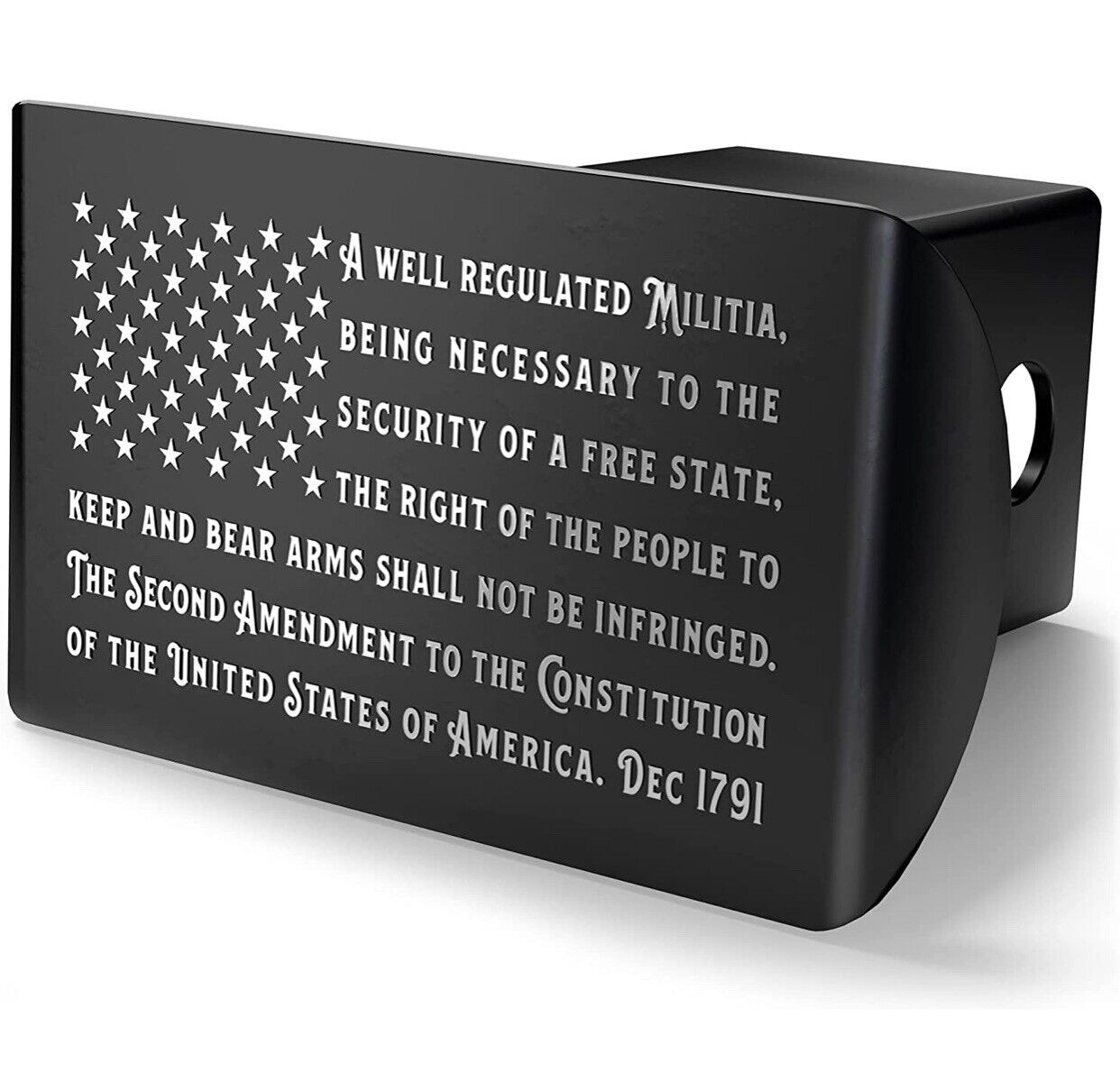 2A U.S.A. American Flag Black & Chrome Metal Trailer Hitch Cover 2 ...
