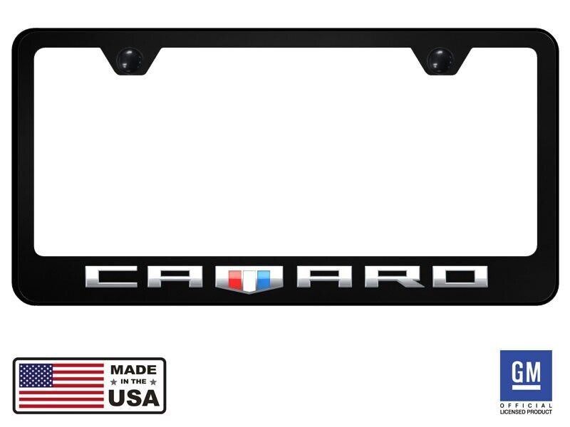 Chevy Camaro Shield Black Polycarbonate License Plate Frame Official ...