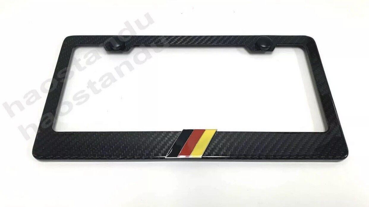 1x GERMAN FLAG 3D Emblem Real 3K TwillWeave CARBON FIBER License Plate ...
