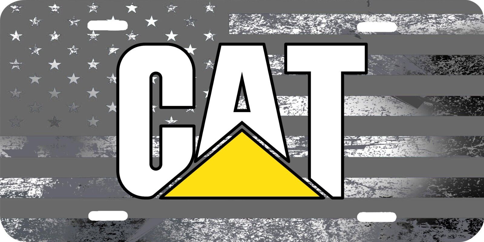 CAT CATERPILLAR GRAY AND GRAY AMERICAN FLAG LICENSE PLATE TRACTOR TAG ...