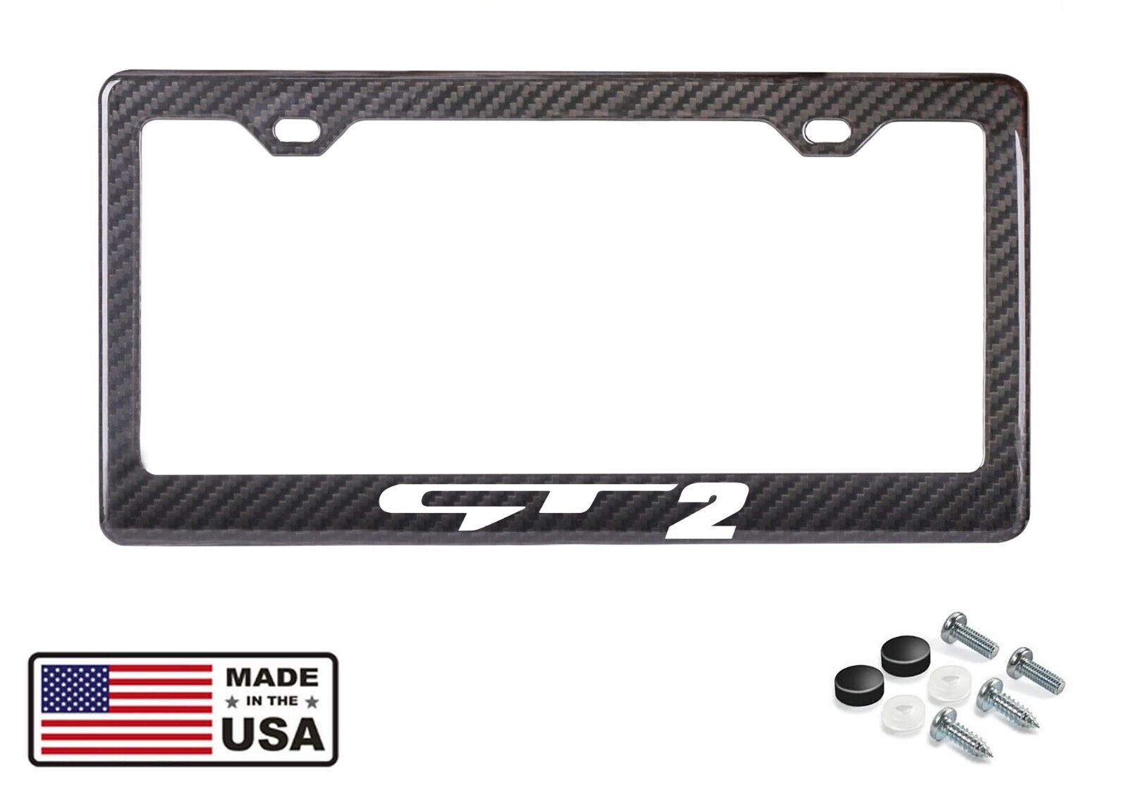Reflective White Kia Stinger GT2 Real 100% Carbon Fiber License Plate Frame