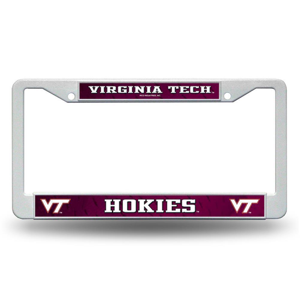 NCAA Virginia Tech Hokies White Plastic License Plate Frame