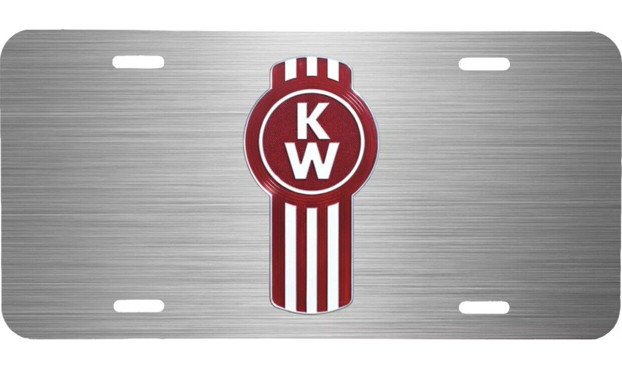 KENWORTH SEMI TRUCK LOGO BRUSHED STEEL LOOK VEHICLE LICENSE AUTO PLATE ...