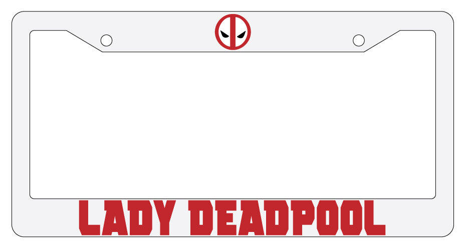 Lady For Deadpool Design 2A White Plastic License Plate Frame For ...