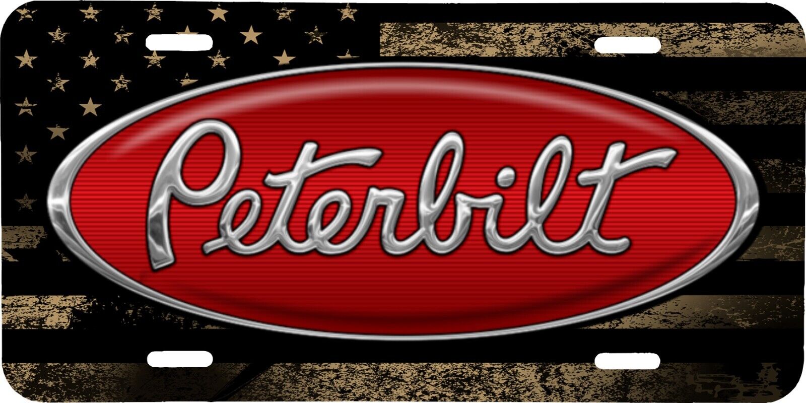 PETERBILT LOGO TAN USA FLAG BACKGROUND VEHICLE LICENSE PLATE SEMI TAG ...