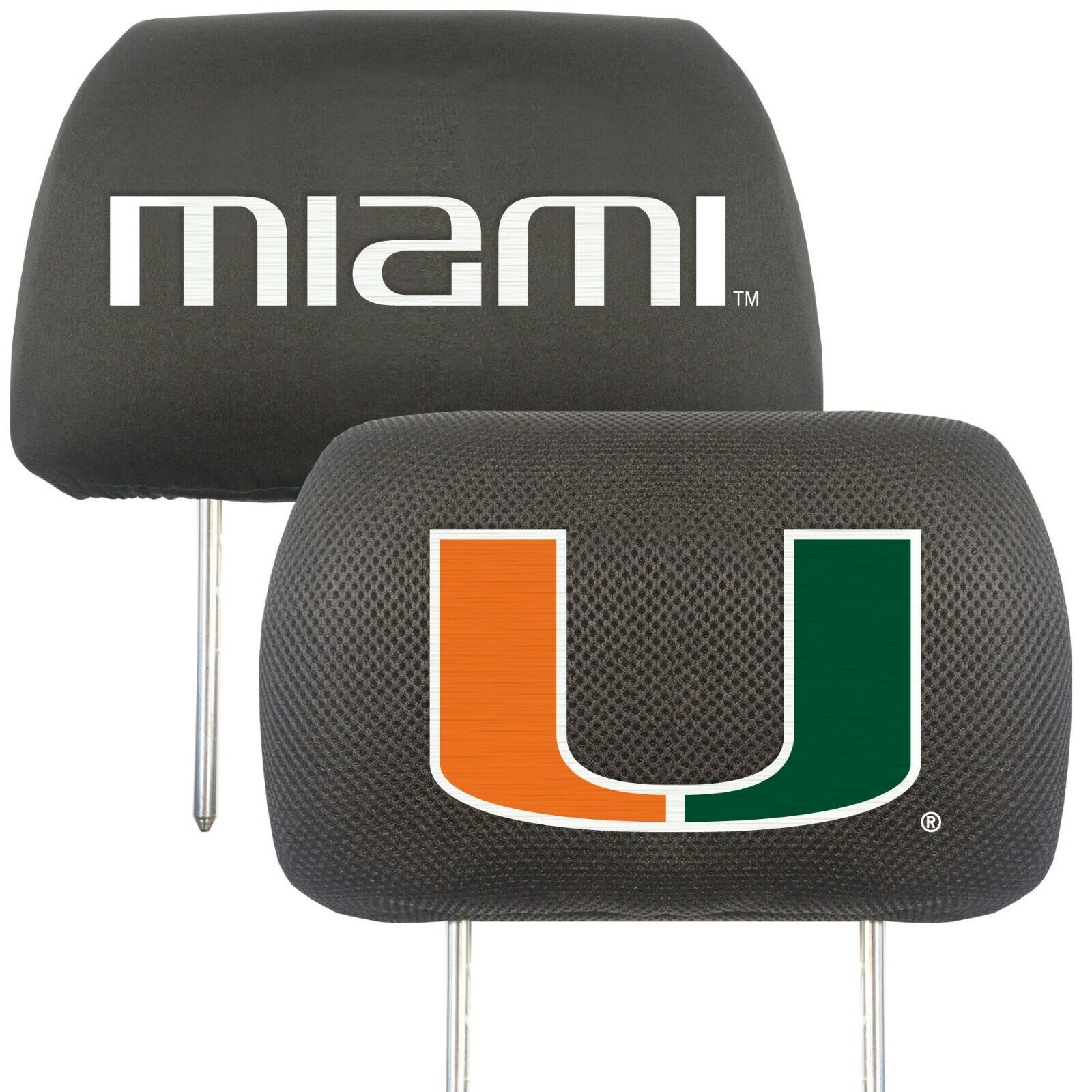 NCAA Miami Hurricanes 2-Piece Embroidered Headrest Covers – License ...