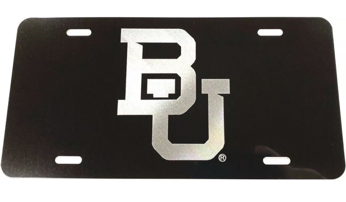 Baylor University logo Diamond Etched on Gloss Black Aluminum License ...