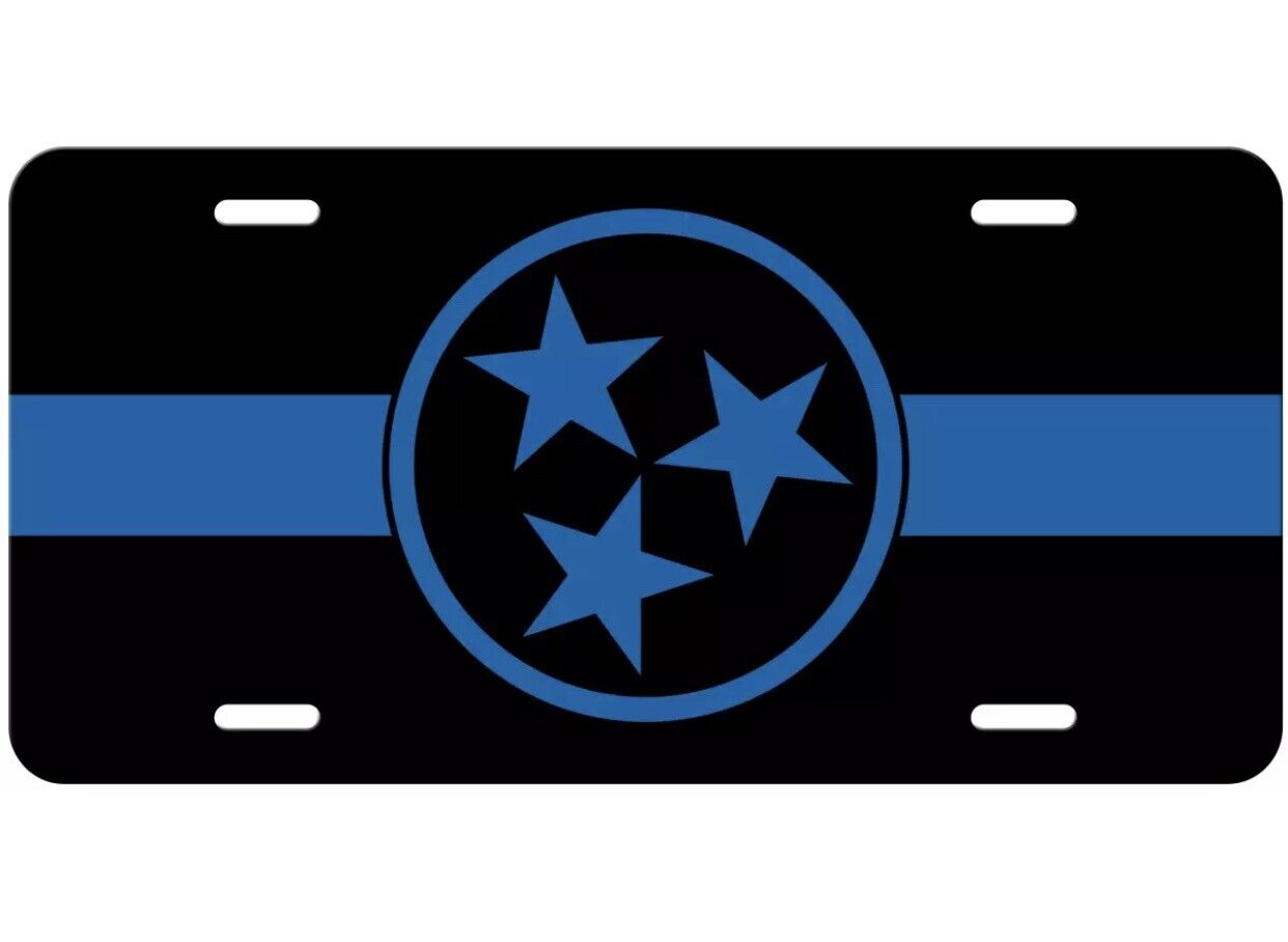 Blue Line Tennessee Police Tri Star Aluminium License Plate Highest ...