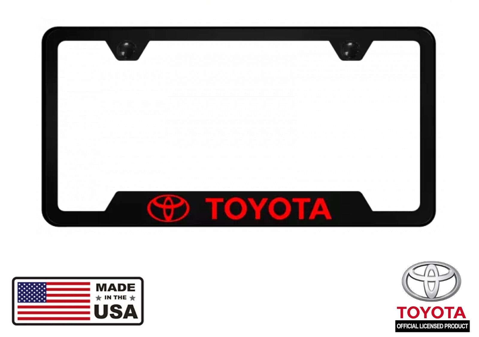 Toyota Red Logo Polycarbonate Notched License Plate Frame Official Licensed