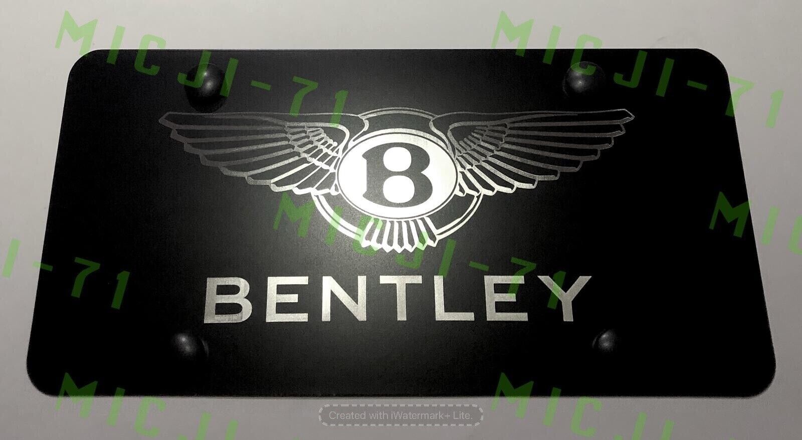 Laser Engraved Etched Bentley Stainless Steel Black Front Vanity Plate ...