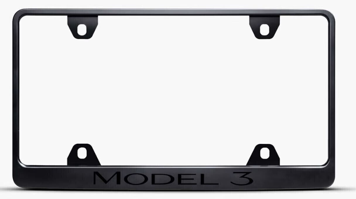 Black Tesla Model 3 Satin License Plate Frame BLACK ON BLACK
