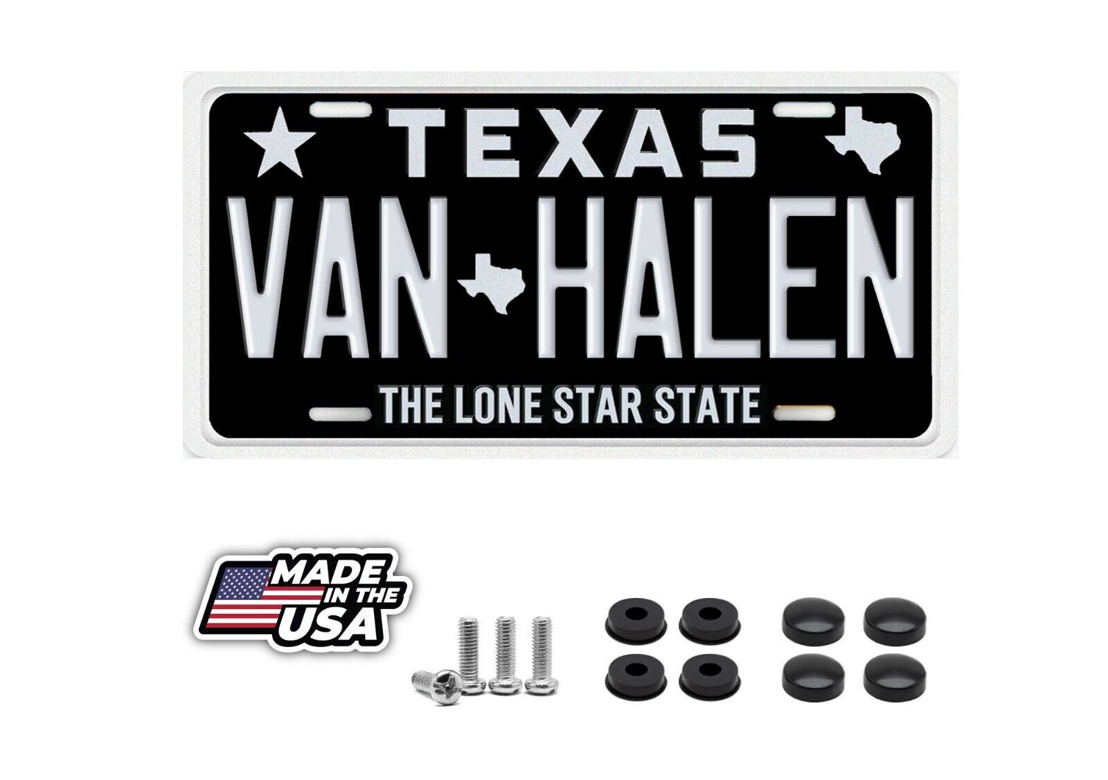 Van Halen Eddie Van Halen WHITE BLACK Aluminum License Plate Tag New ...