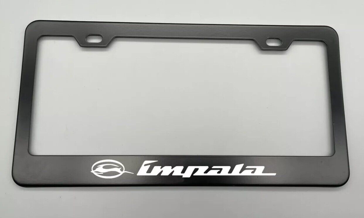 laser engraved chevy Impala BLACK Stainless Steel License Plate Frame