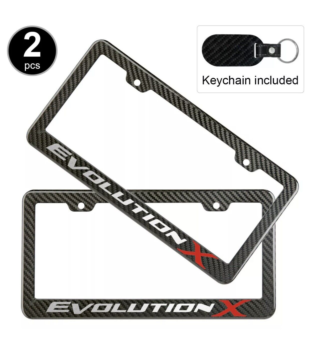 2pcs Set Mitsubishi Evo lancer X license plate frame carbon fiber look ...