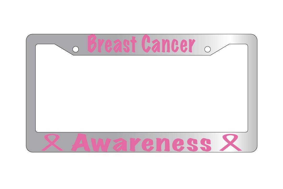 Chrome License Plate Frame BREAST CANCER AWARENESS Auto Accessory 655 ...