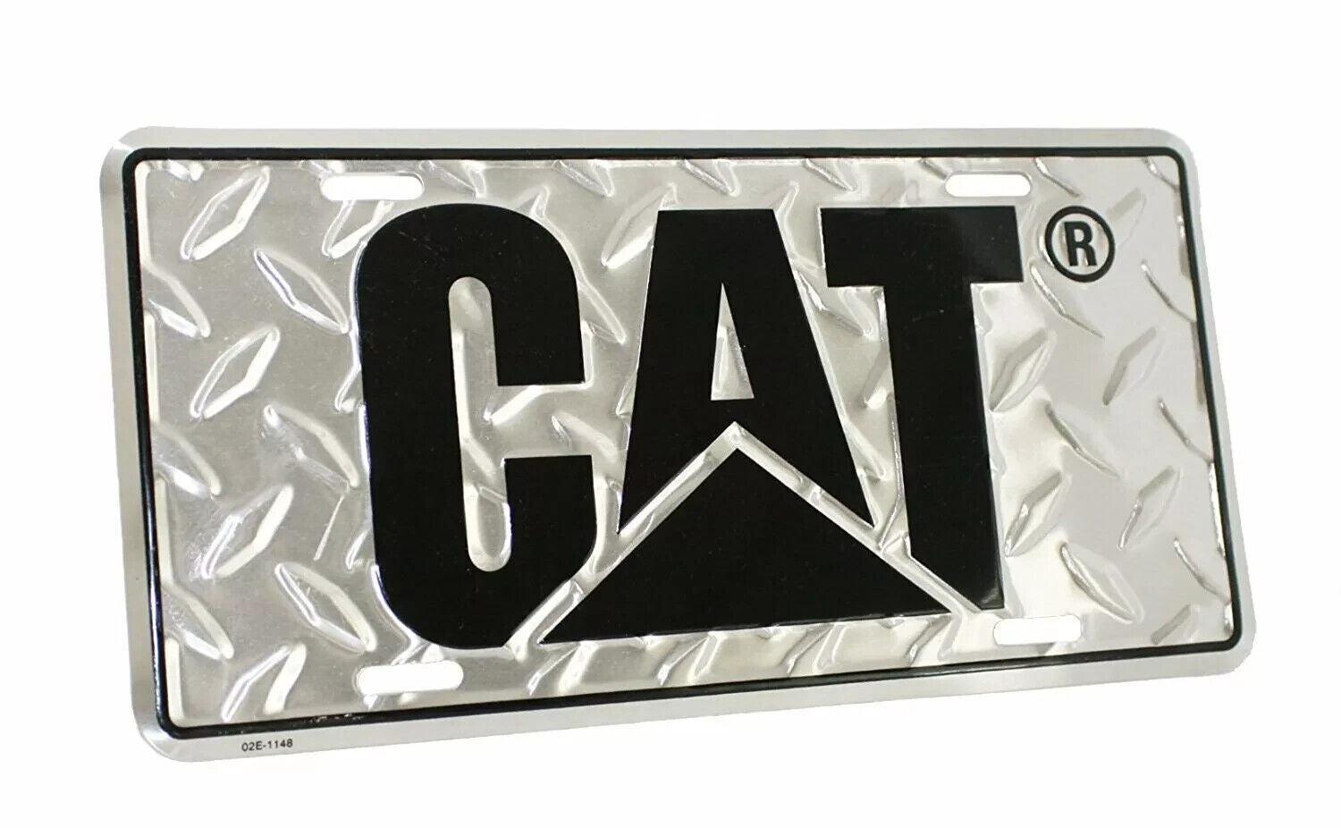 CAT Aluminum Diamond Plate License Tag with Black Logo Caterpillar ...