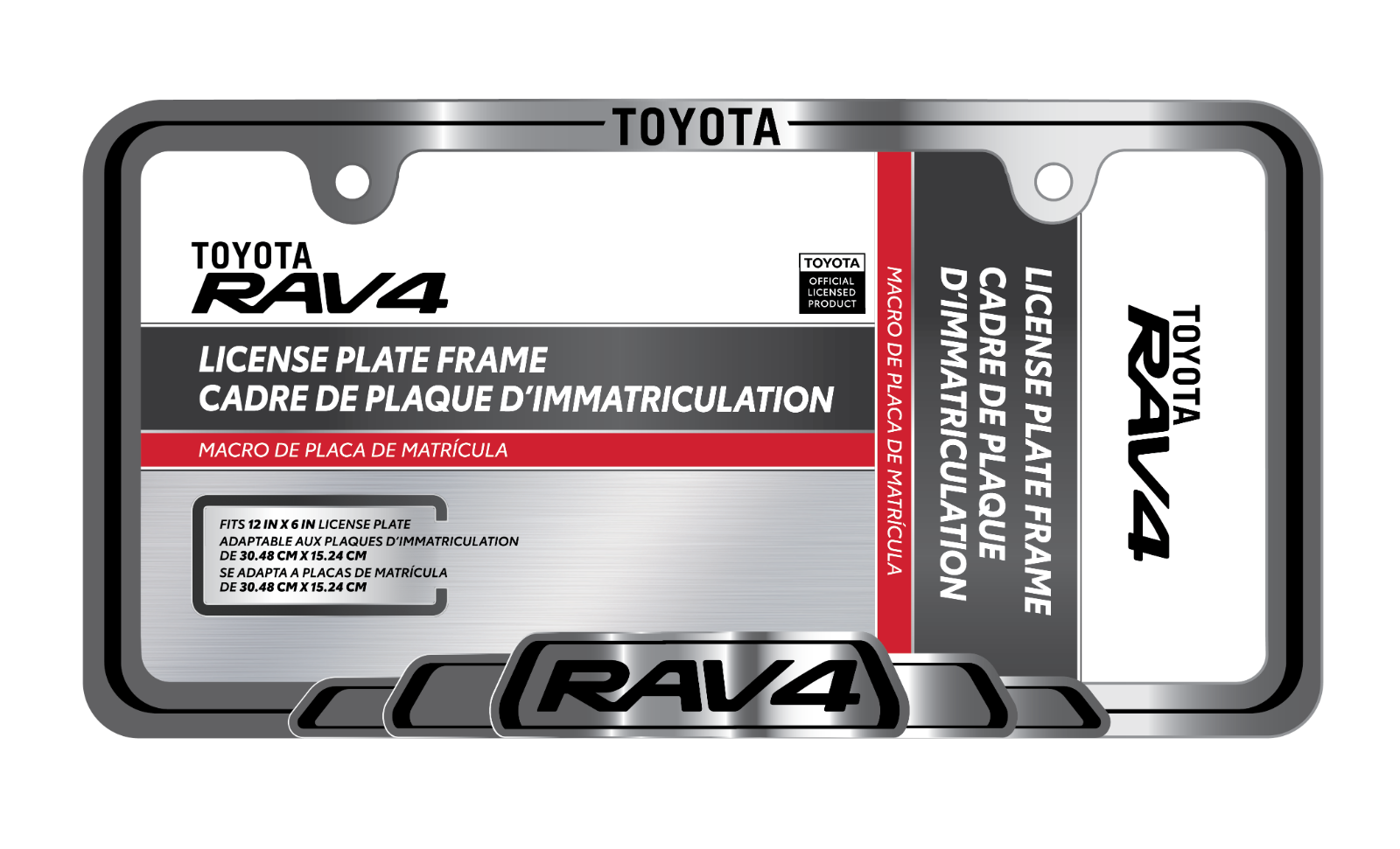 Toyota RAV4 Chrome Black Metal License Plate Frame
