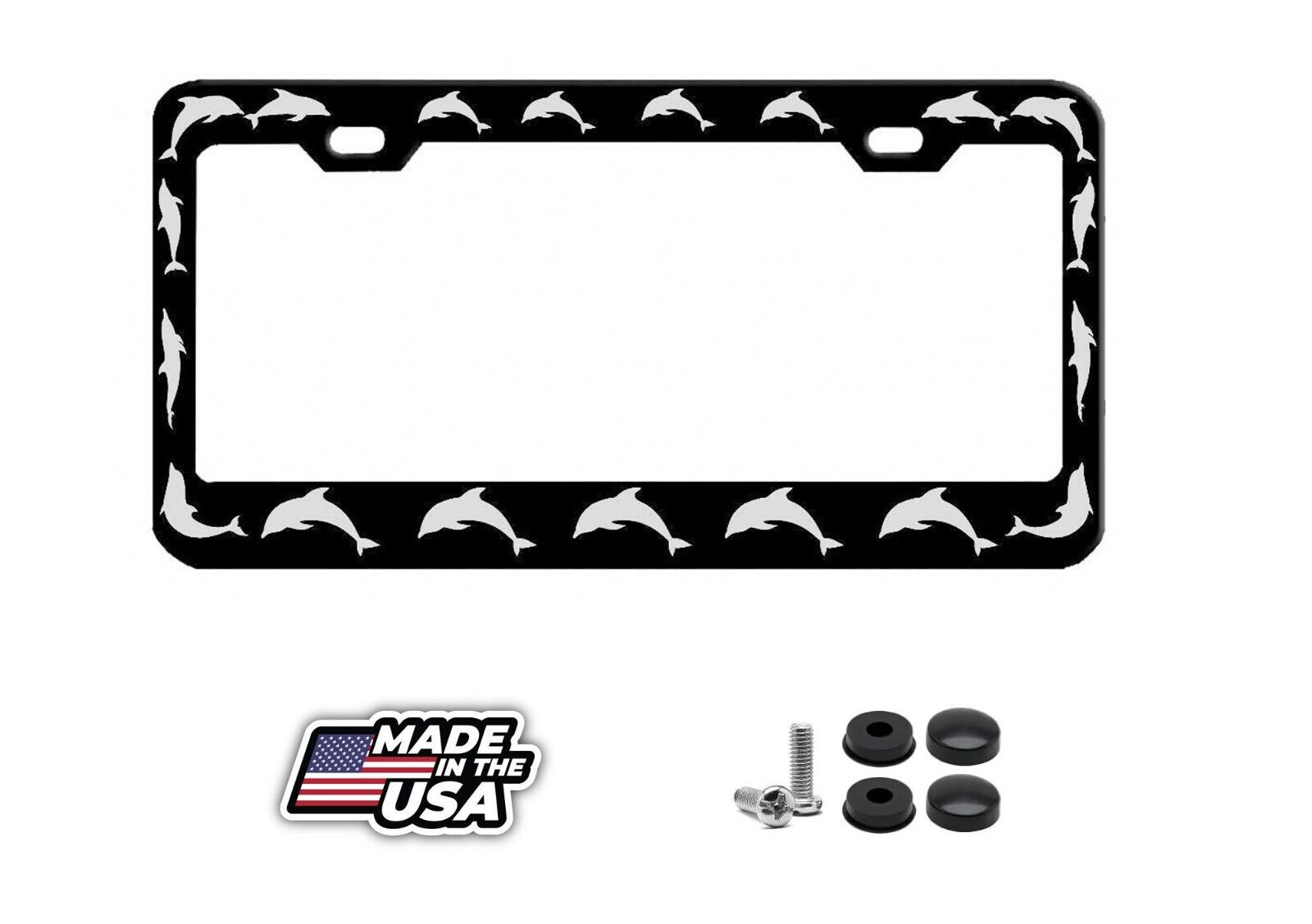 Dolphin Design Heavy Duty Metal Car License Plate Frame Auto Tag Holder