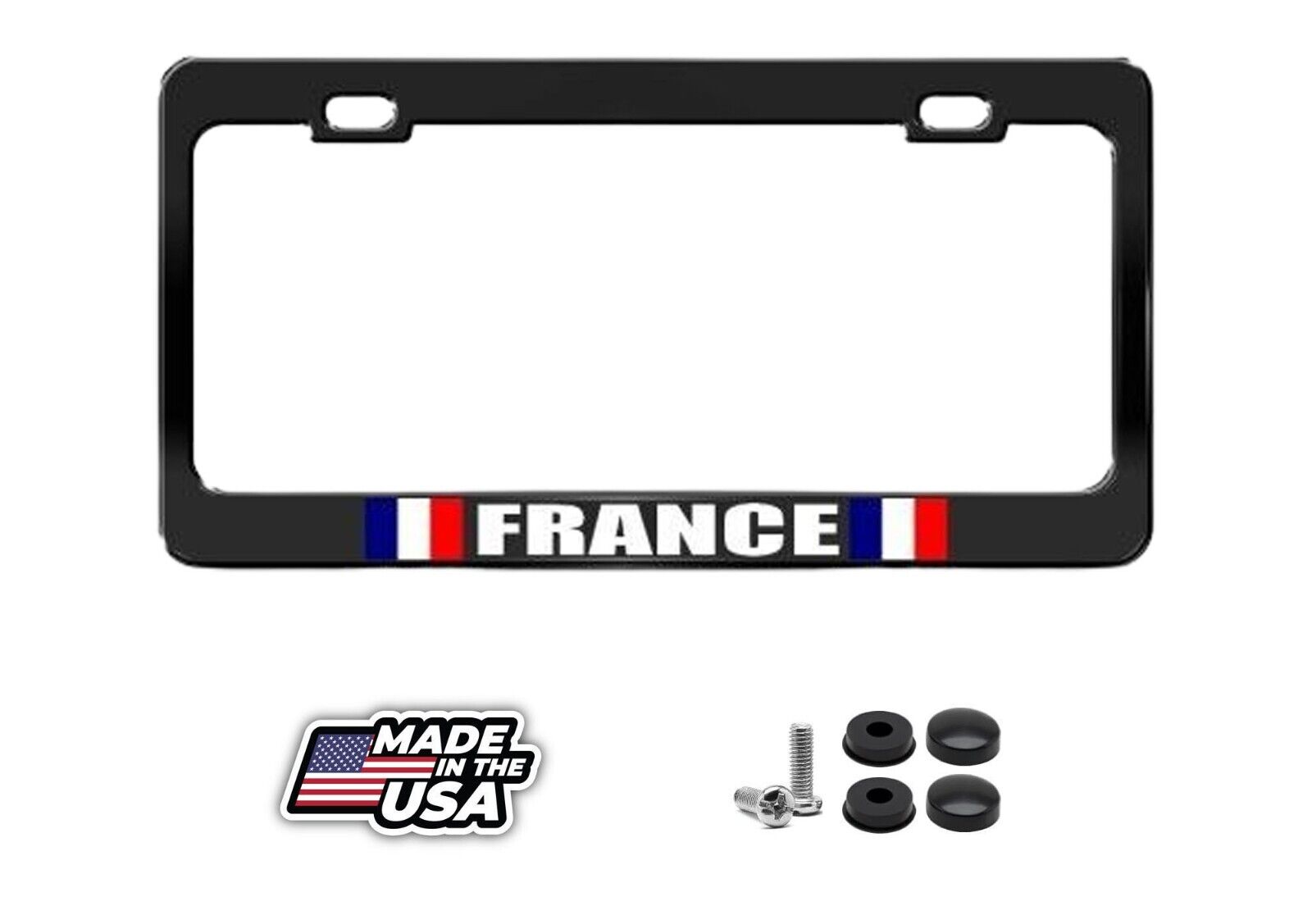 FRANCE FRENCH FLAG BLACK COUNTRY Metal License Plate Frame Holder