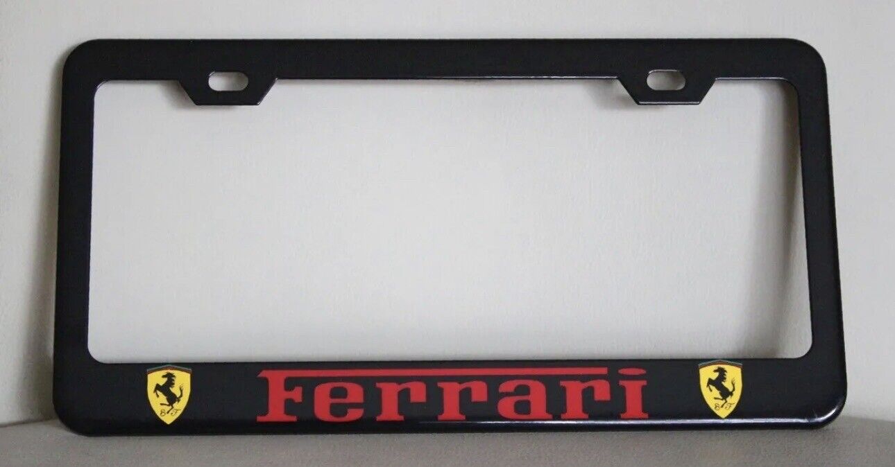 Black "FERRARI" Black & Red License Plate Frame