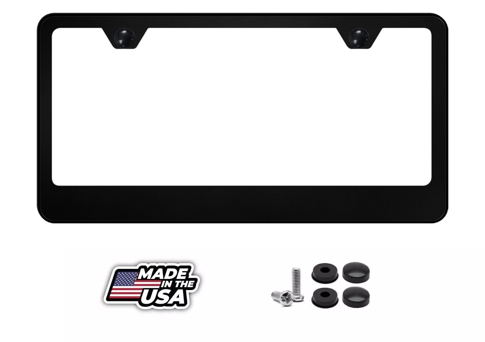 Plain License Plate Frame - Black Powder Coated Metal
