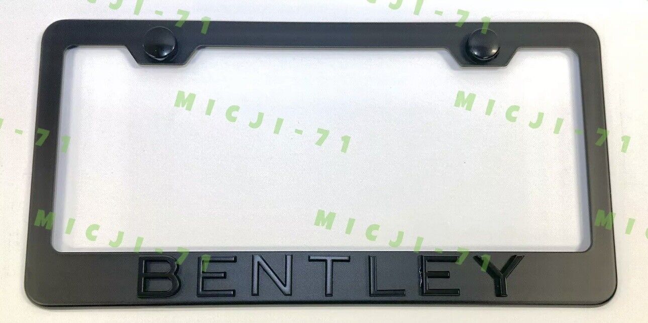 3D Bentley Black Emblem Stainless Steel Black License Plate Frame Rust Free
