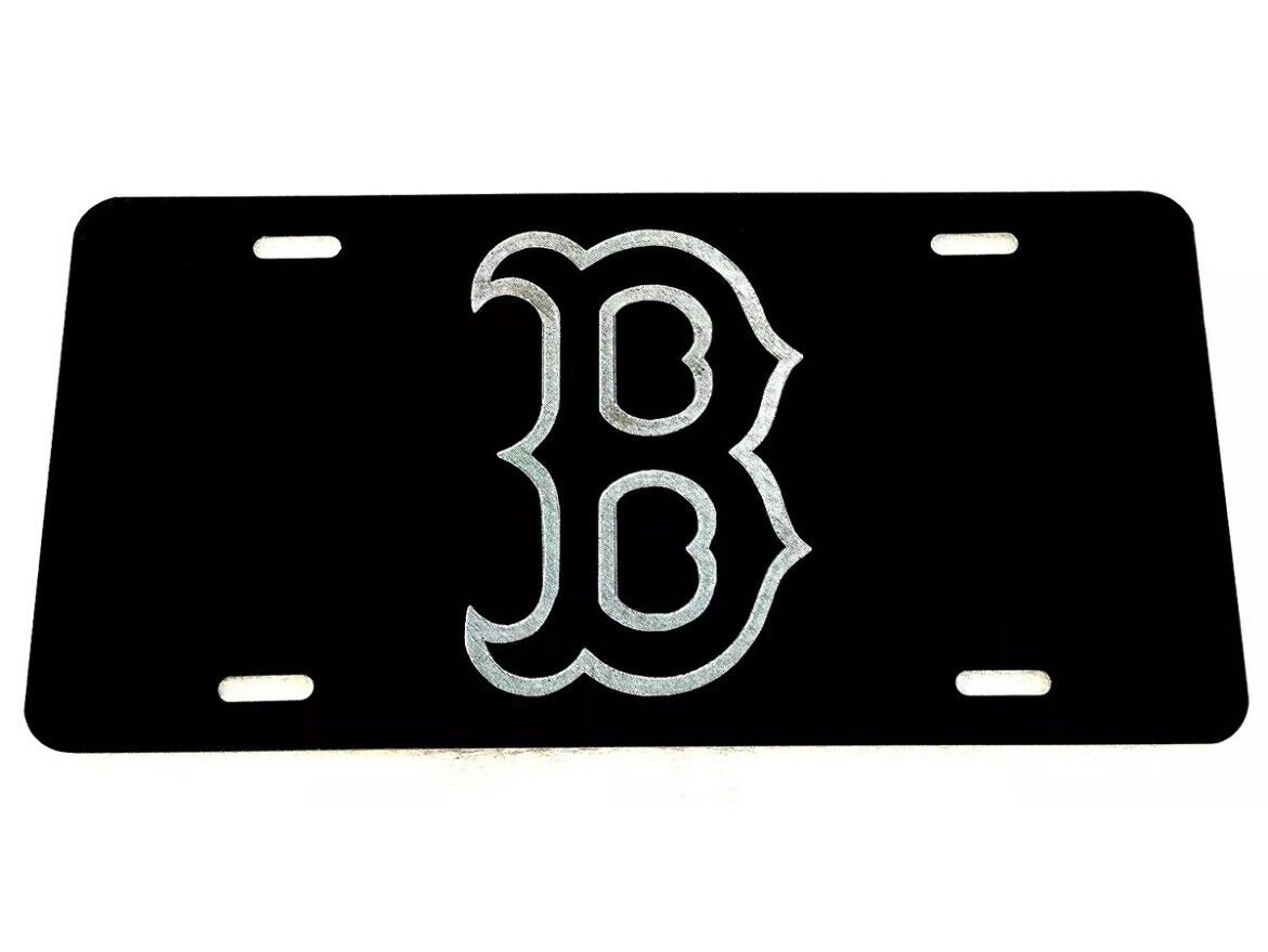 Boston Red Sox Big B Car Tag Diamond Etched on Aluminum License Plate ...