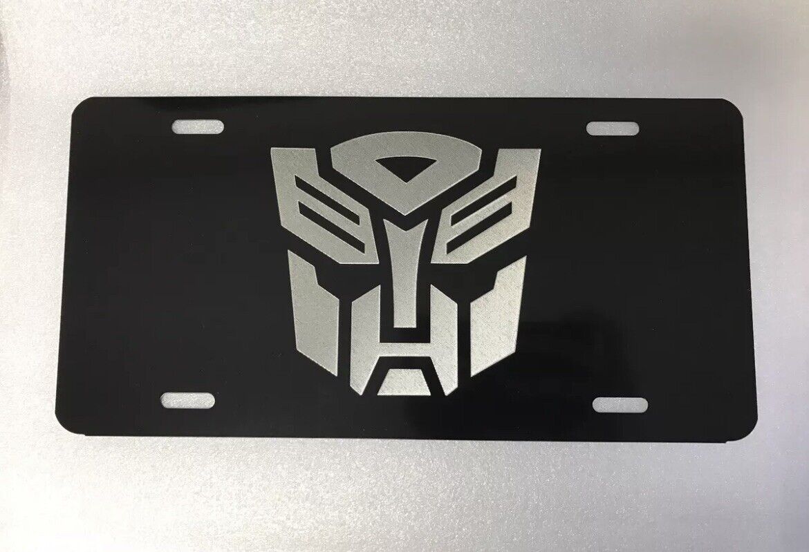 Transformers Autobot Logo Car Tag Diamond Etched on Black Aluminum ...