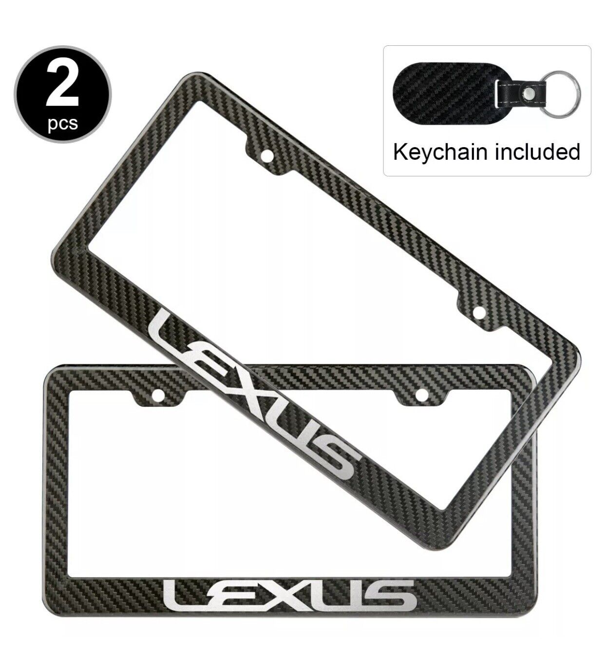 2pcs set Lexus Text license plate frame carbon fiber look style glossy ...